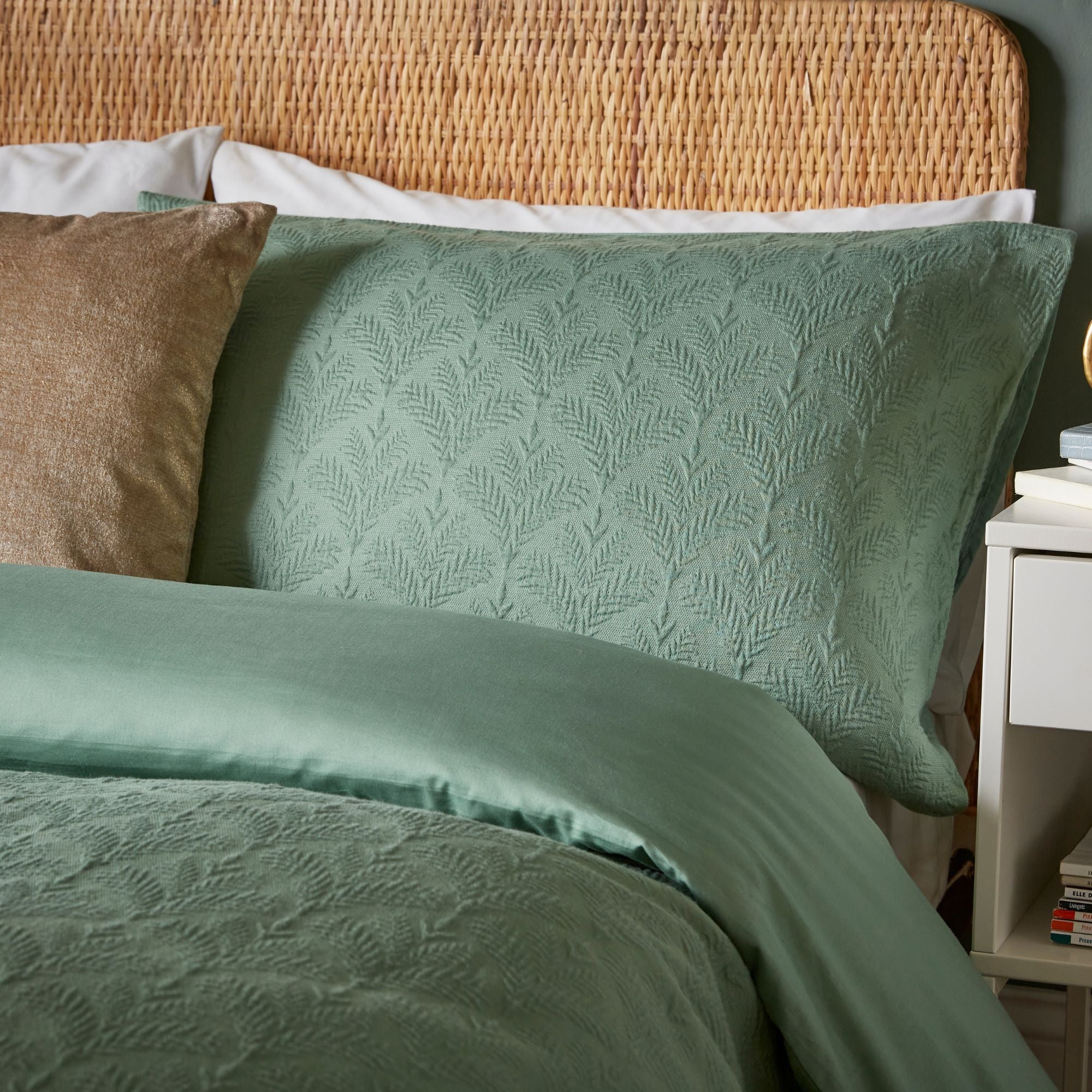 Buy Eden Green 100% BCI Cotton Matelasse Duvet Cover & Pillowcases