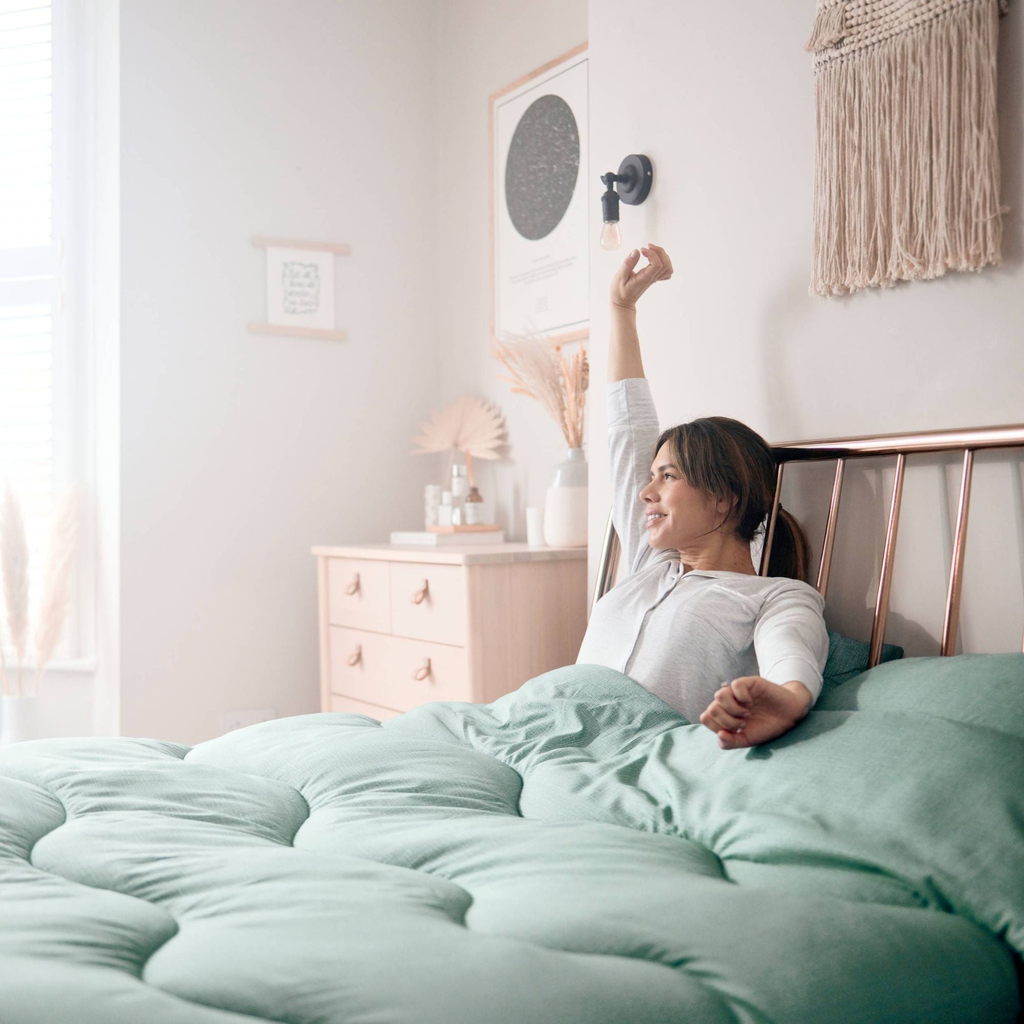 Buy the Night Lark & Night Owl Linen Print Coverless Duvet | Seagrass ...